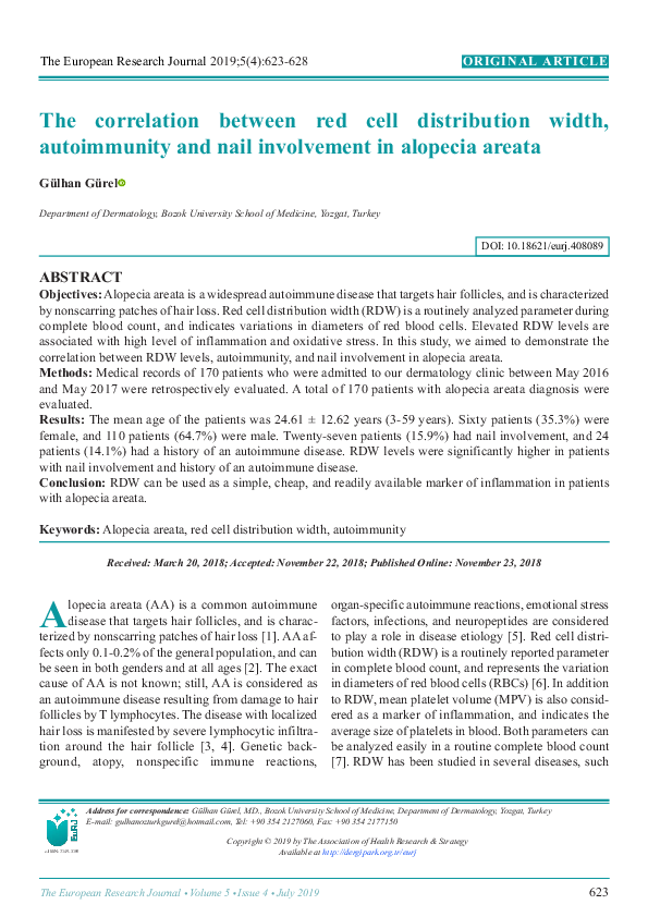 (PDF) Alopecia areata and autoimmunity