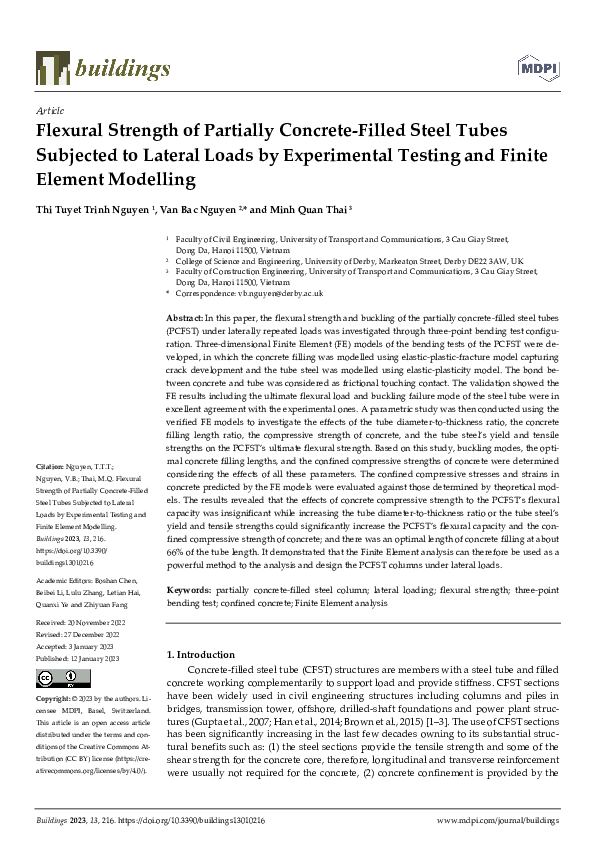 (PDF) Flexural Strength of Partially Concrete-Filled Steel Tubes ...