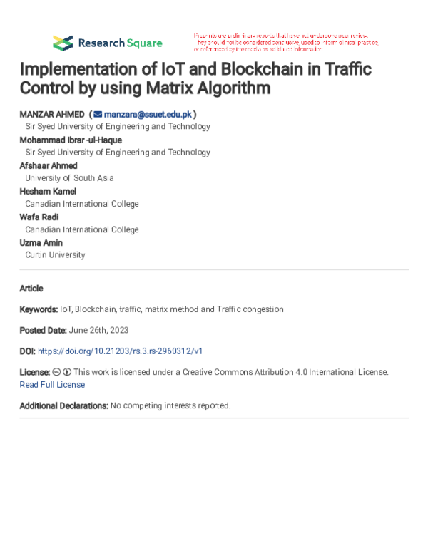 (PDF) Implementation of IoT and Blockchain in Traffic Control by using ...