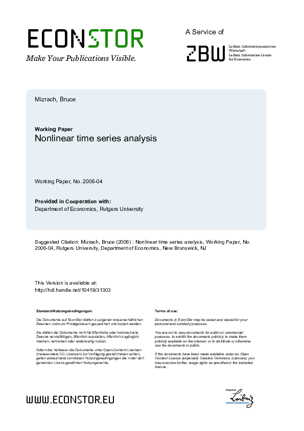 Pdf Nonlinear Time Series Analysis