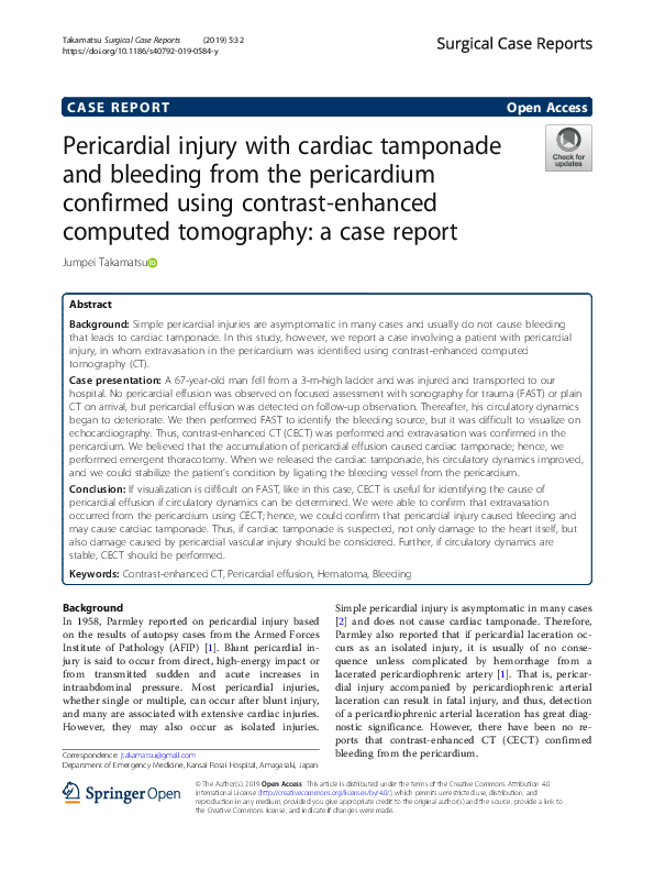 (PDF) Pericardial injury with cardiac tamponade and bleeding from the ...