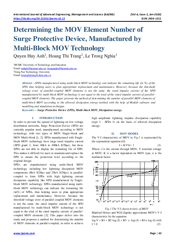 (PDF) OPEN ACCESS | JOURNAL ARTICLE Determining the MOV Element Number ...