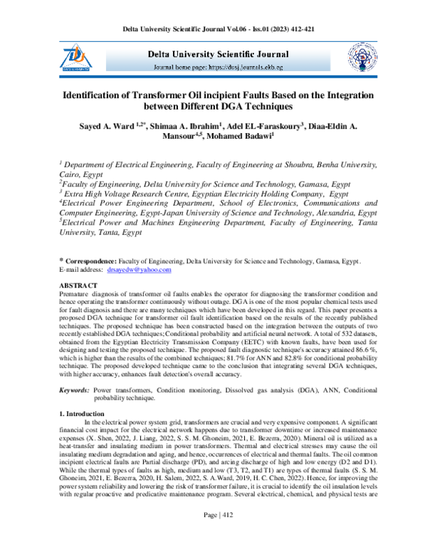 (PDF) Identification of Transformer Oil incipient Faults Based on the Integration between ...