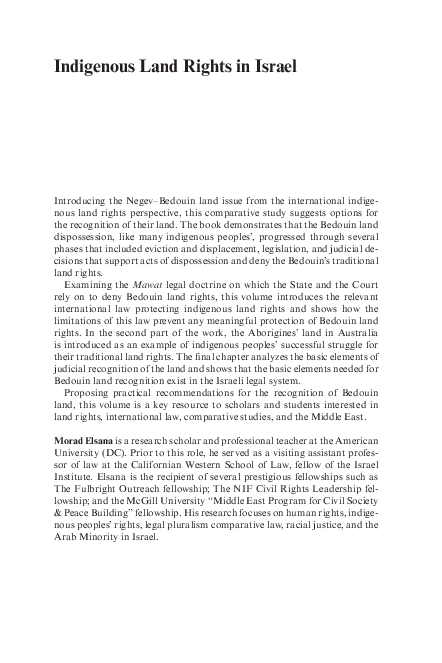 (PDF) Indigenous Land Rights in Israel