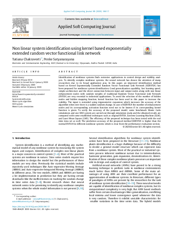 (PDF) Non linear system identification using kernel based exponentially extended random vector ...