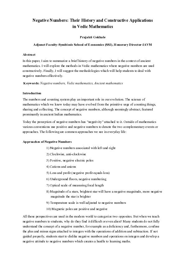 (PDF) Negative Numbers: Their History and Constructive Applications in ...