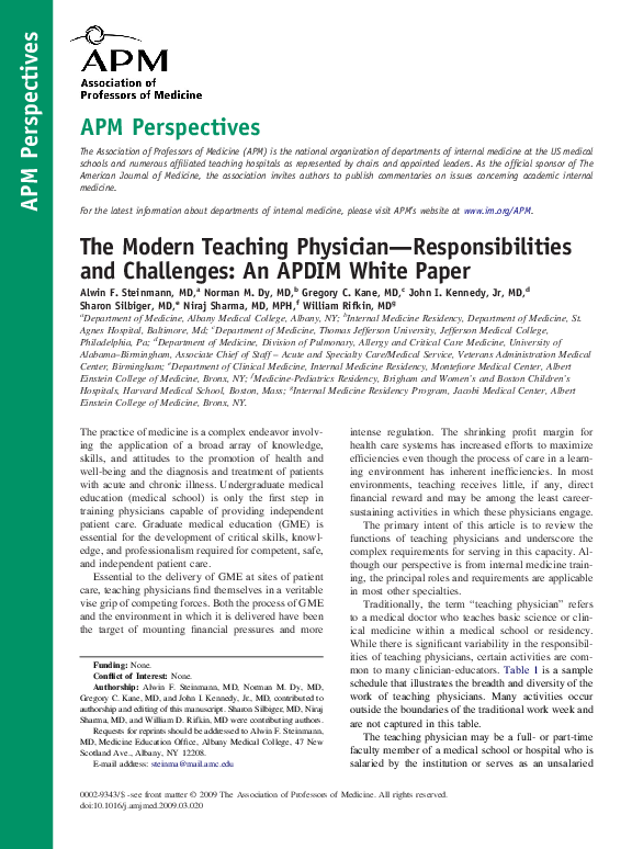 (PDF) The Modern Teaching Physician—Responsibilities and Challenges: An ...