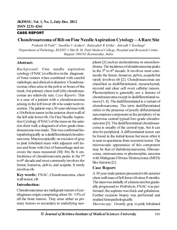 (PDF) CASE REPORT:Chondrosarcoma of Rib on Fine Needle Aspiration ...