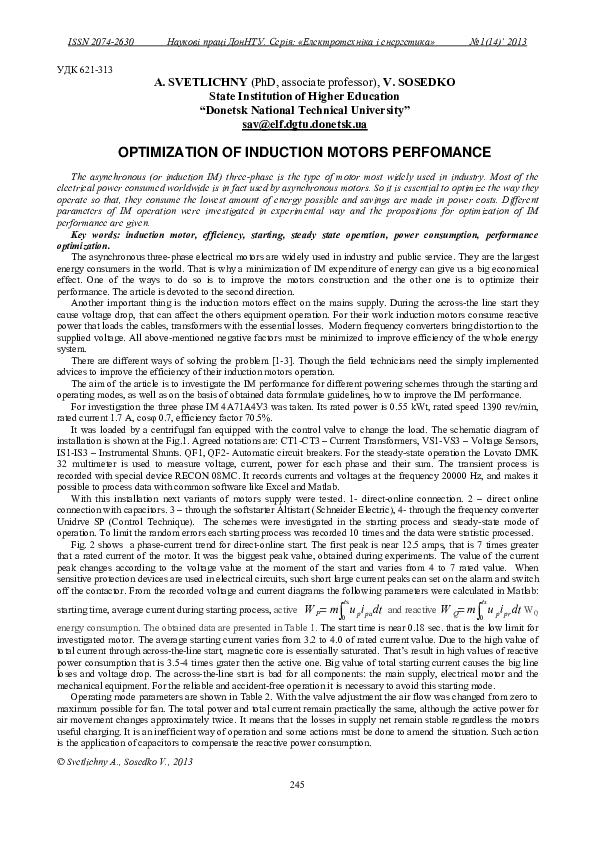 Pdf Optimization Of Induction Motors Perfomance