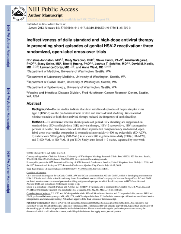 (PDF) Standard-dose and high-dose daily antiviral therapy for short ...
