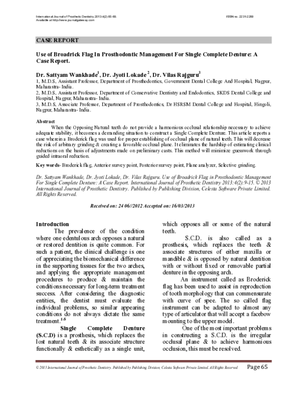 (PDF) Use of Broadrick Flag in Prosthodontic Management for Single ...