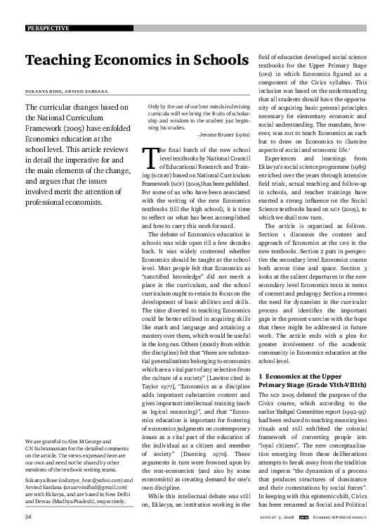 (PDF) Teaching Economics in Schools