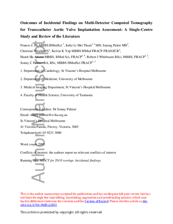 (PDF) Outcomes of incidental findings on multi‐detector computed ...