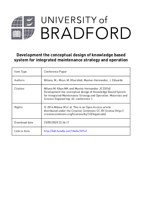 (PDF) Development the conceptual design of Knowledge Based System for Integrated Maintenance ...