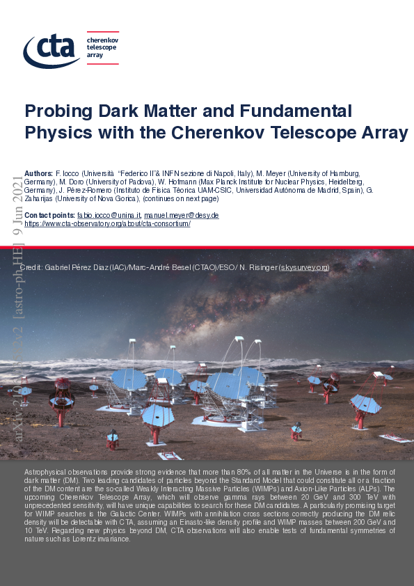 (PDF) Probing Dark Matter and Fundamental Physics with the Cherenkov Telescope Array