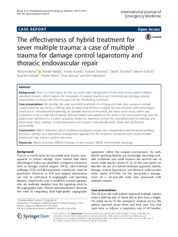 (PDF) The effectiveness of hybrid treatment for sever multiple trauma ...