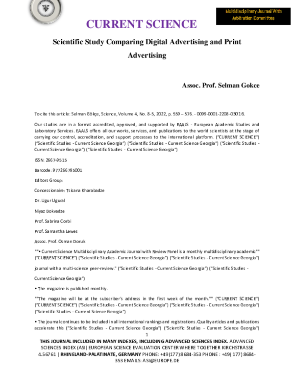 (PDF) Scientific Study Comparing Digital Advertising and Print Advertising