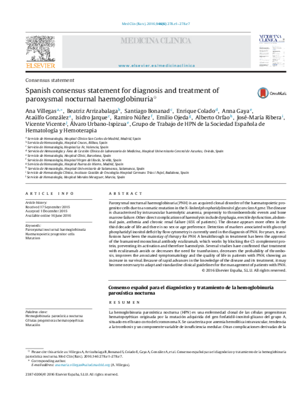 (PDF) Spanish consensus statement for diagnosis and treatment of ...