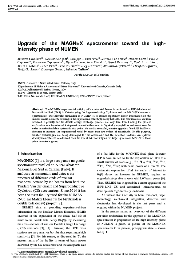 (PDF) Upgrade of the MAGNEX spectrometer toward the high-intensity ...