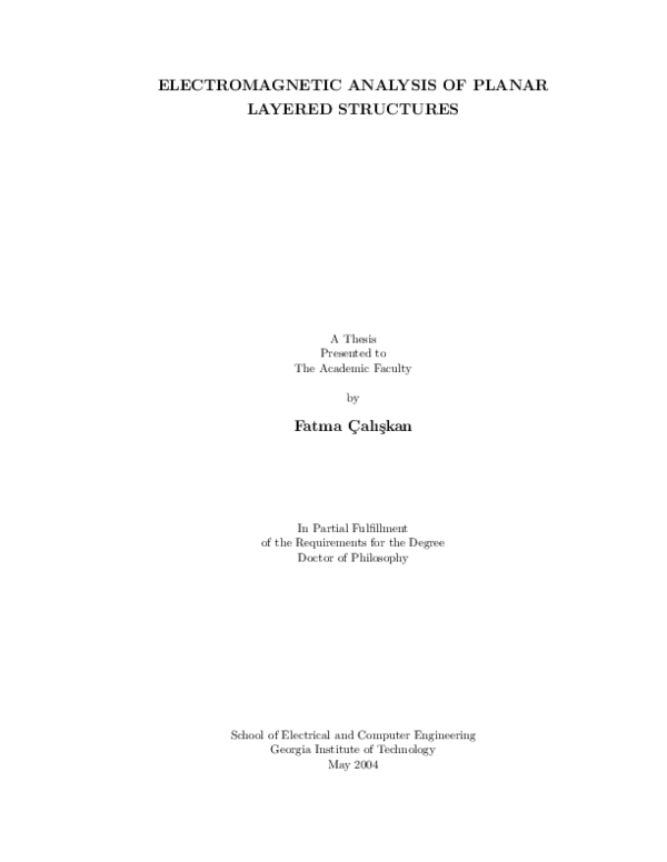 (PDF) Electromagnetic analysis of planar layered structures