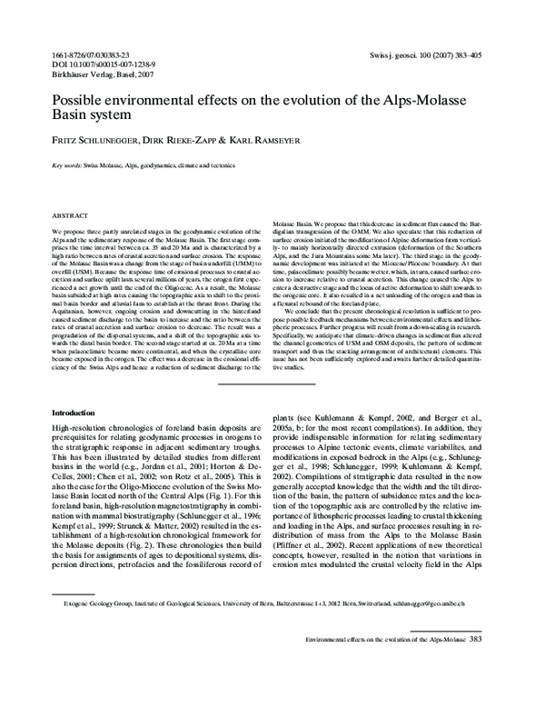 (PDF) Possible environmental effects on the evolution of the Alps ...