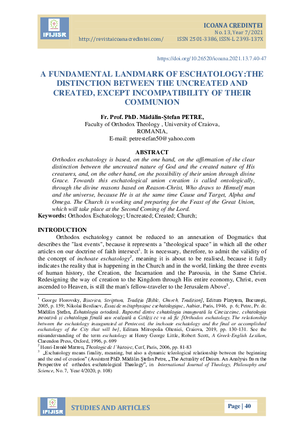(PDF) A Fundamental Landmark of Eschatology:The Distinction Between the ...