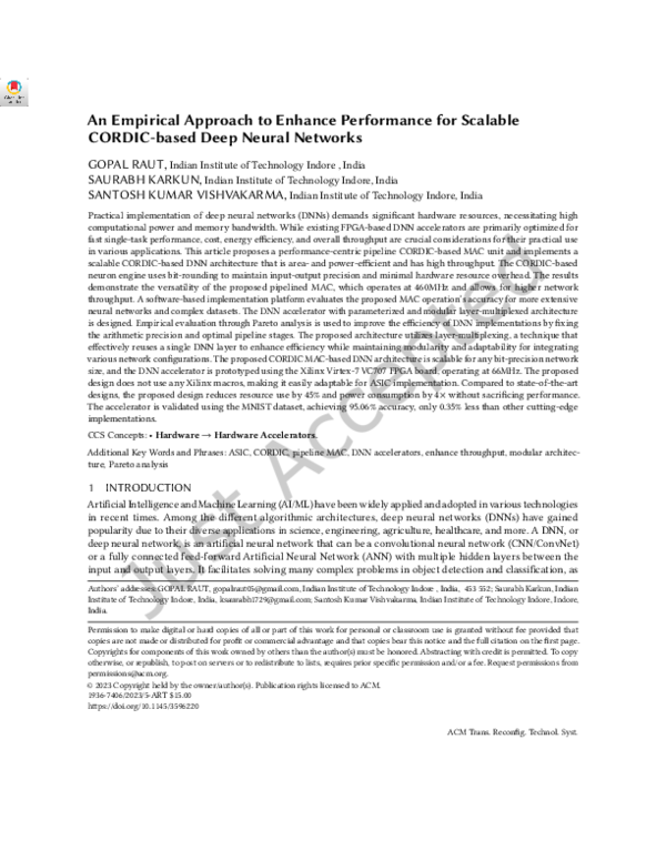 Pdf An Empirical Approach To Enhance Performance For Scalable Cordic Based Deep Neural Networks
