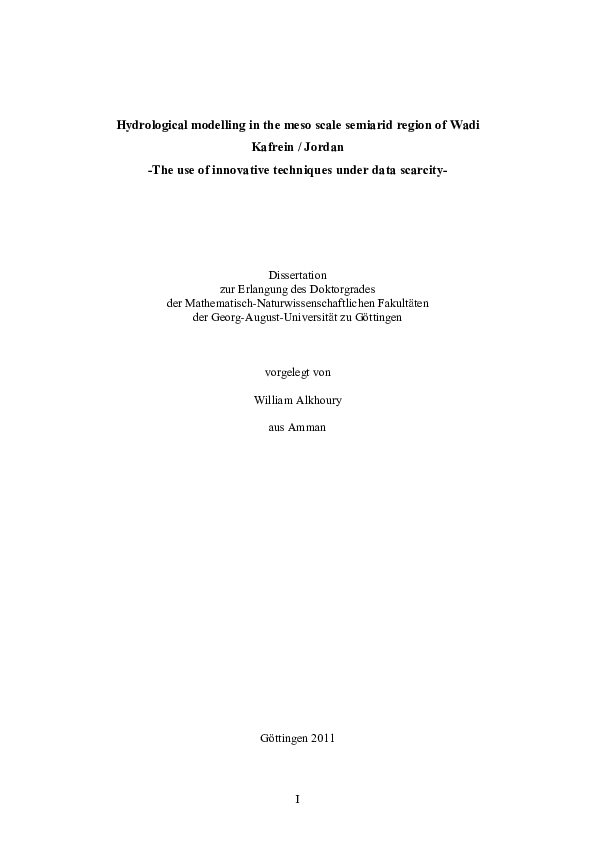 (PDF) Hydrological modelling in the meso scale semiarid region of Wadi Kafrein / Jordan -The use ...