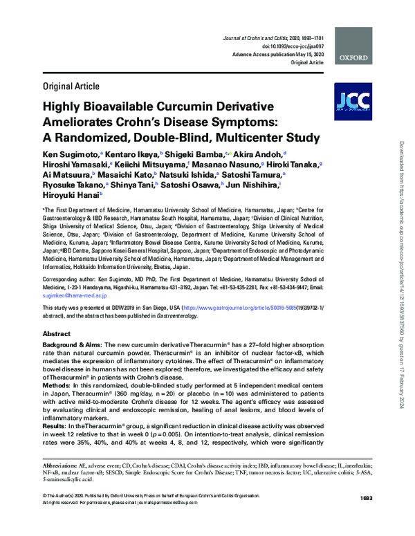 (PDF) Highly Bioavailable Curcumin Derivative Ameliorates Crohn’s ...