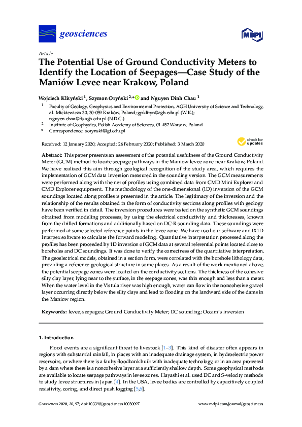 Pdf Using Ground Conductivity For Seepage Detection