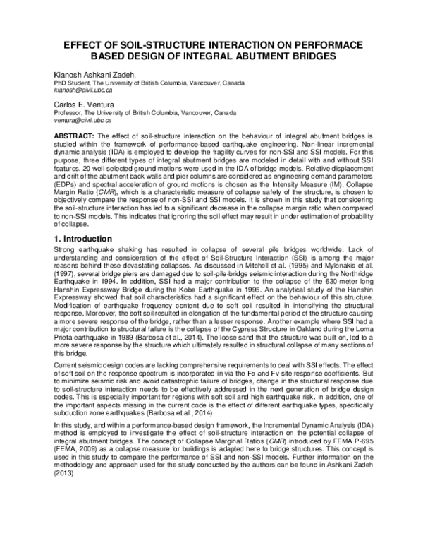 (PDF) Effect of Soil-Structure Interaction on Performace Based Design of Integral Abutment ...