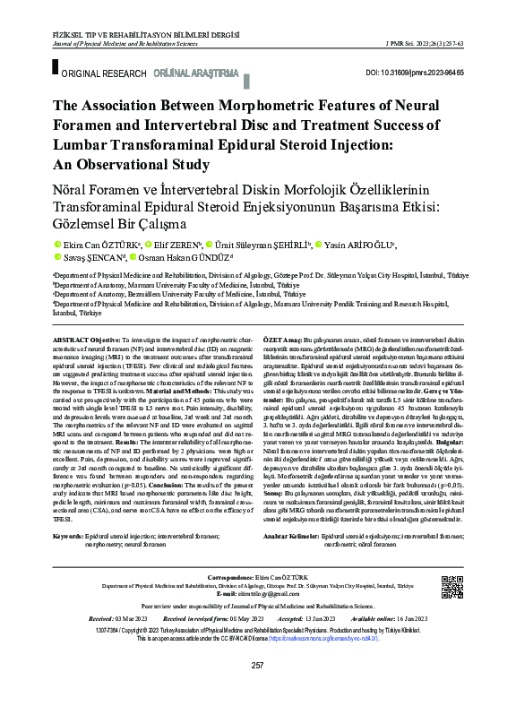 (PDF) The Association Between Morphometric Features of Neural Foramen ...