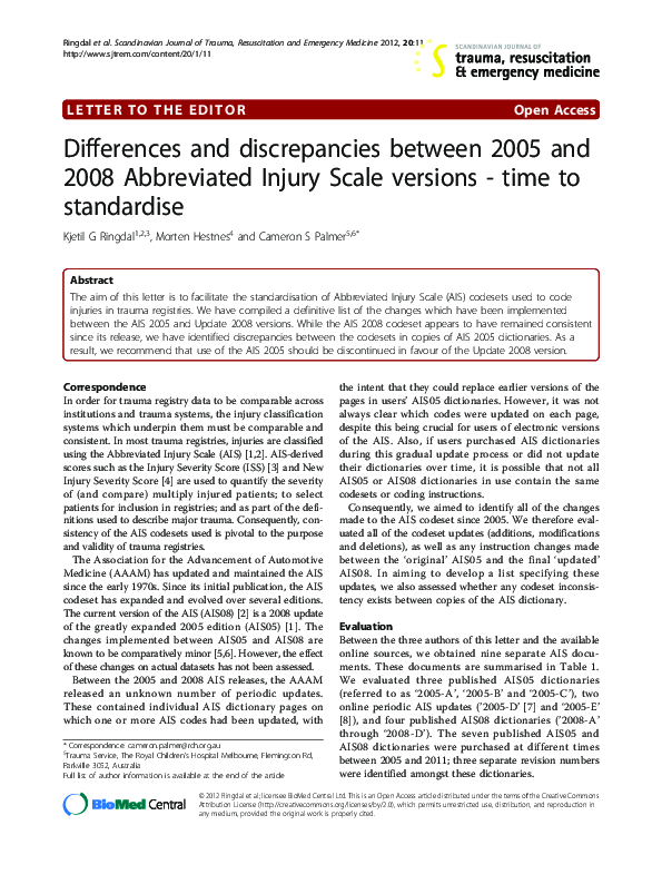 (PDF) Differences and discrepancies between 2005 and 2008 Abbreviated ...