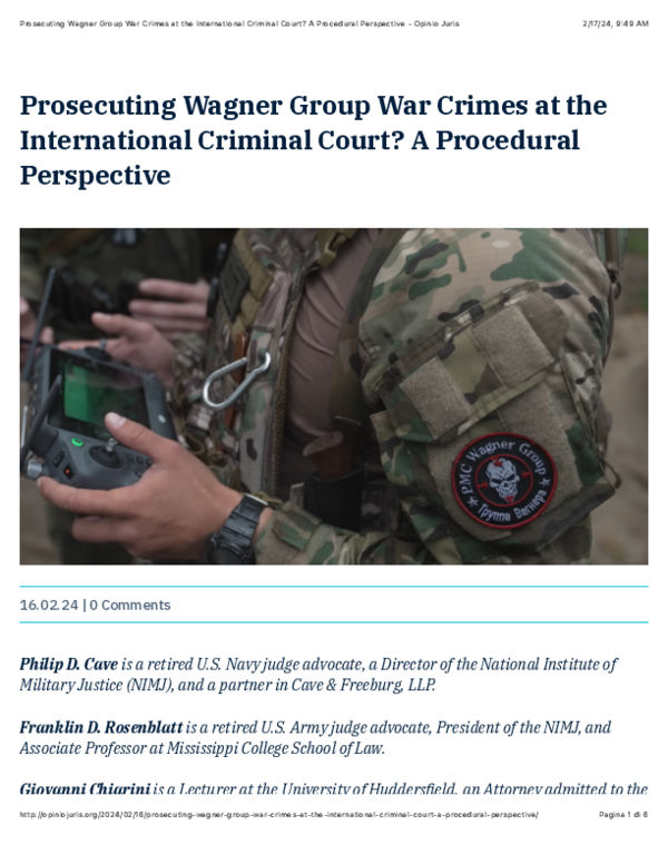 (PDF) Prosecuting Wagner Group War Crimes at the International Criminal ...