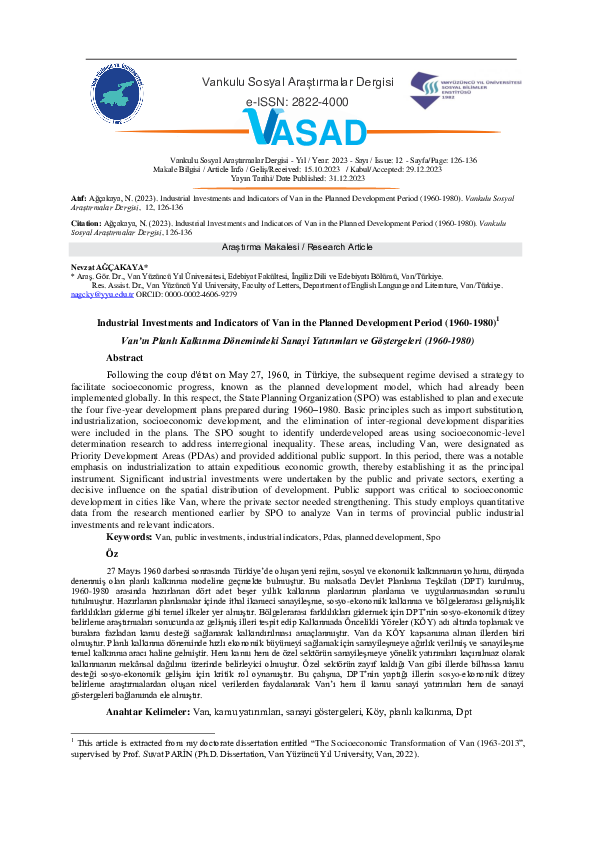 (PDF) Industrial Investments and Indicators of Van in the Planned ...