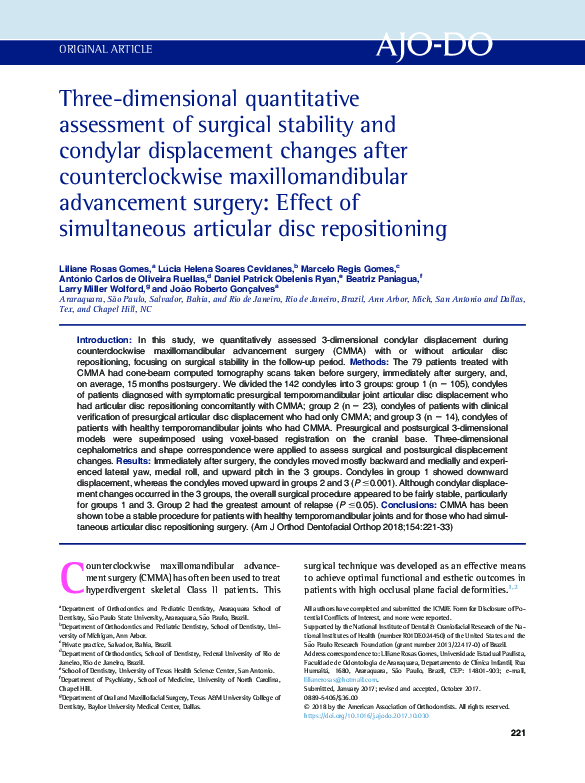 (PDF) Three-dimensional quantitative assessment of surgical stability and condylar displacement ...
