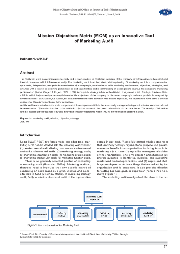 (PDF) Mission-Objectives Matrix (MOM) as an Innovative Tool of ...