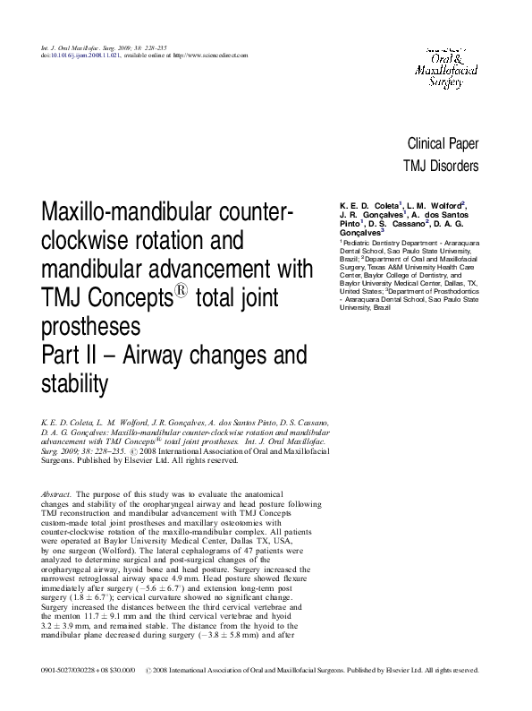 (PDF) Maxillo-mandibular counter-clockwise rotation and mandibular ...