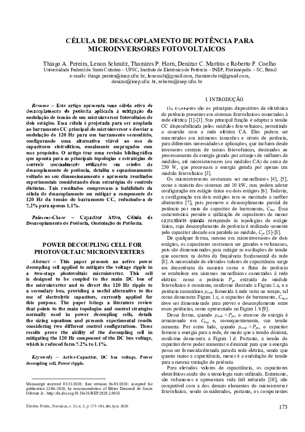 Pdf Power Decoupling Cell For Photovoltaic Microinverters
