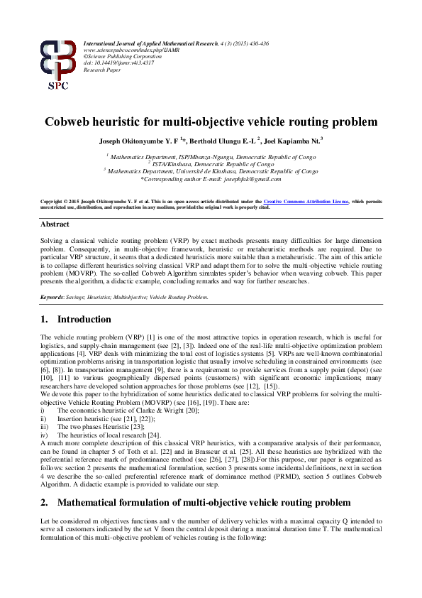 (PDF) Cobweb heuristic for multi-objective vehicle routing problem