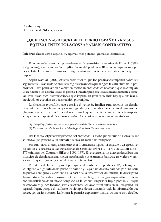 (PDF) ?Qué escenas describe el verbo espanol ir y sus equivalentes ...