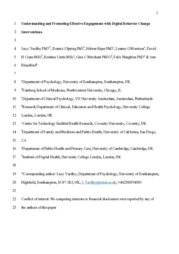 (PDF) Understanding and Promoting Effective Engagement With Digital ...