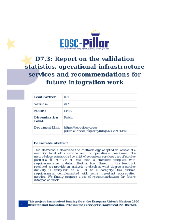 (PDF) D7.3 Report on the validation statistics, operational ...