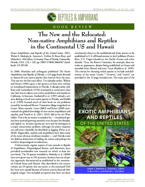 (PDF) The new and the relocated: non-native amphibians and reptiles in ...