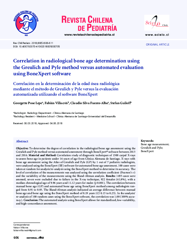(PDF) Correlación en la determinación de la edad ósea radiológica ...