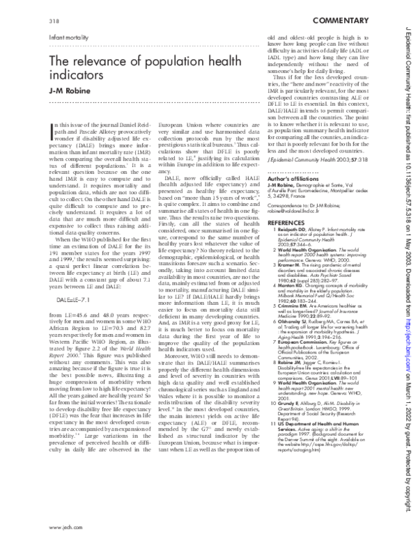 (PDF) The relevance of population health indicators | Jean-Marie Robine ...