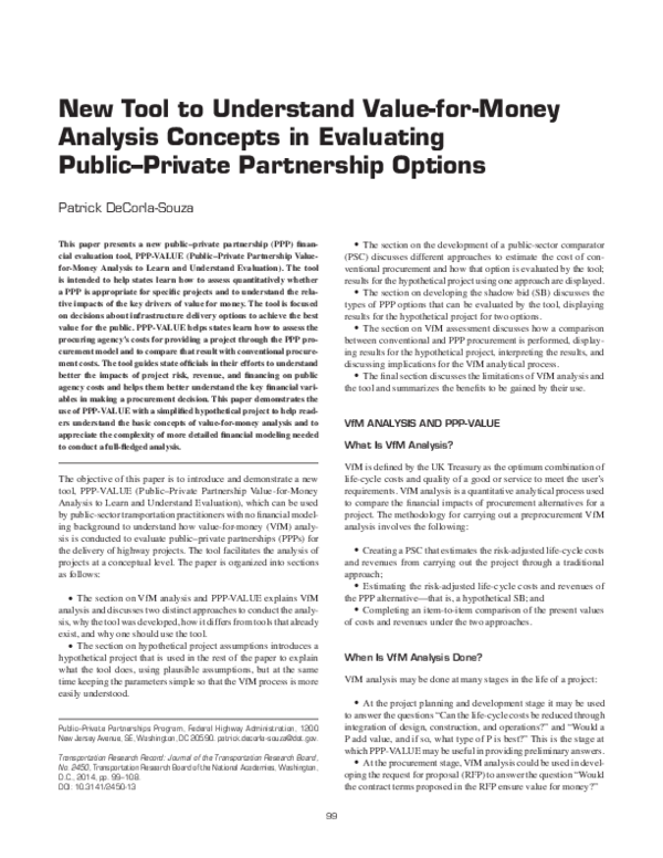 (PDF) New Tool to Understand Value-for-Money Analysis Concepts in ...