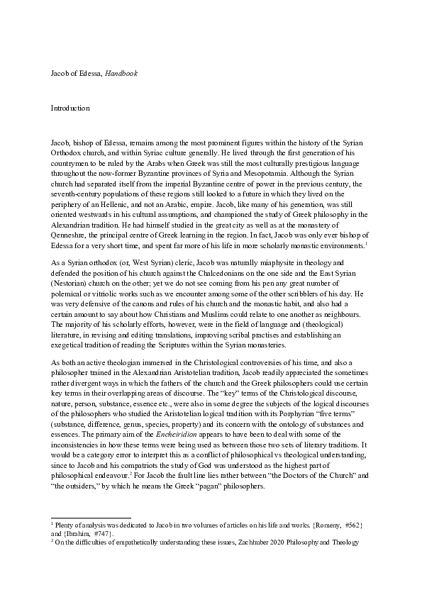 (DOC) Jacob of Edessa, Encheiridion/Handbook of logic | Daniel King ...