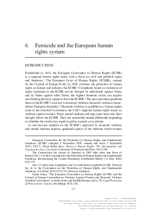 (PDF) Femicide and the European human rights system