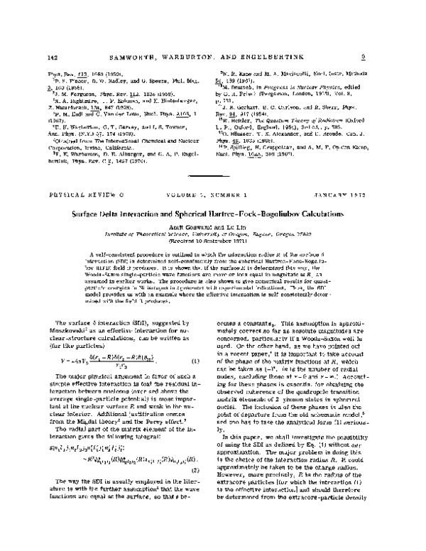 (PDF) Surface Delta Interaction and Spherical Hartree-Fock-Bogoliubov Calculations